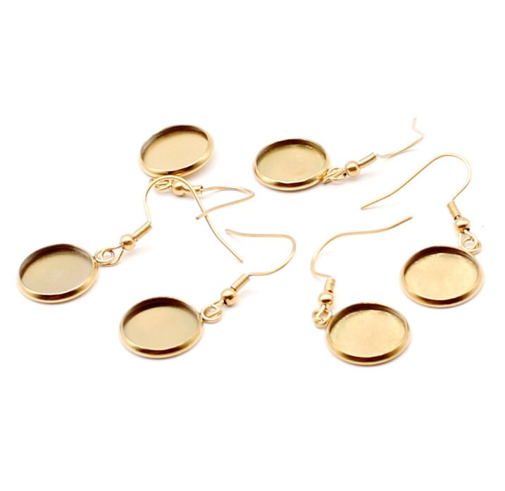 20pcs Surgical Steel Gold Bezel French Earring Bases Blanks - Etsy