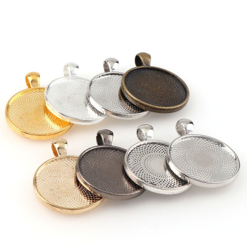 20pcs 25mm Double Round Cabochon Setting-1 Inch Blank Pendant - Etsy