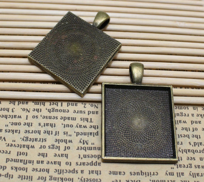 1 Inch Square Cabochon Setting-blank Pendant Trays-cabochon | Etsy