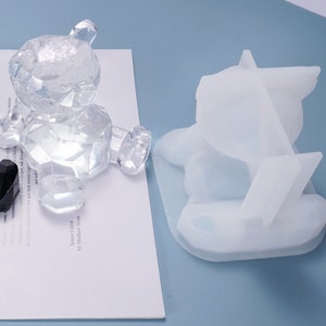 DIY Bear Resin Mold Three-dimensional Geometric Bear Crystal Epoxy Mold ...
