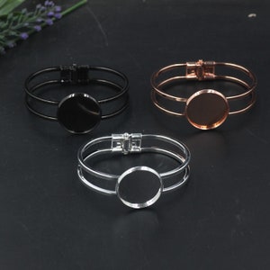 Bezel Bracelet Setting - Bangle Blanks - 1inch Round Silver Ant Silver ...