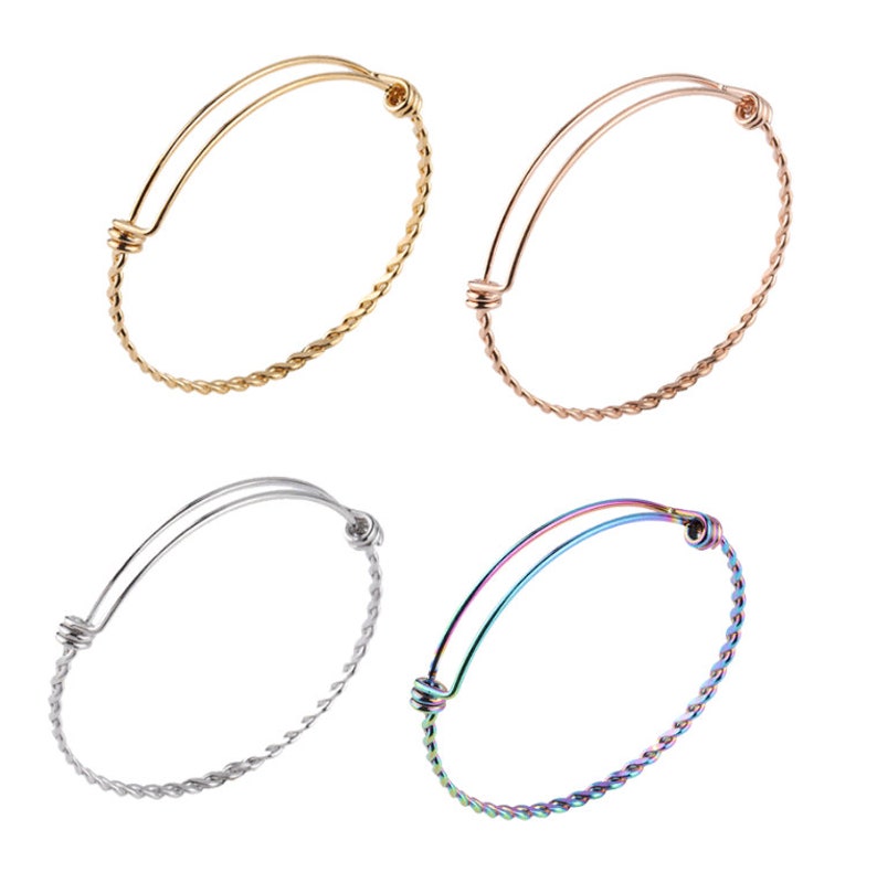 5pcs Stainless Steel Expandable Bangle Bracelet - Adjustable Bangle ...