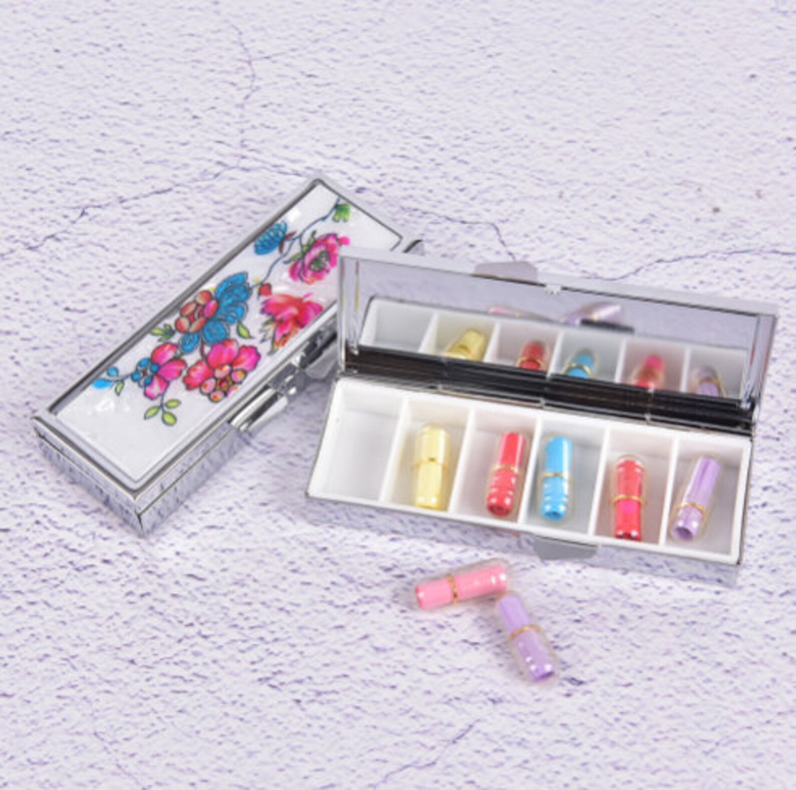 6 Grid Medicines Organizer Pill Box Folding Pill Case | Etsy