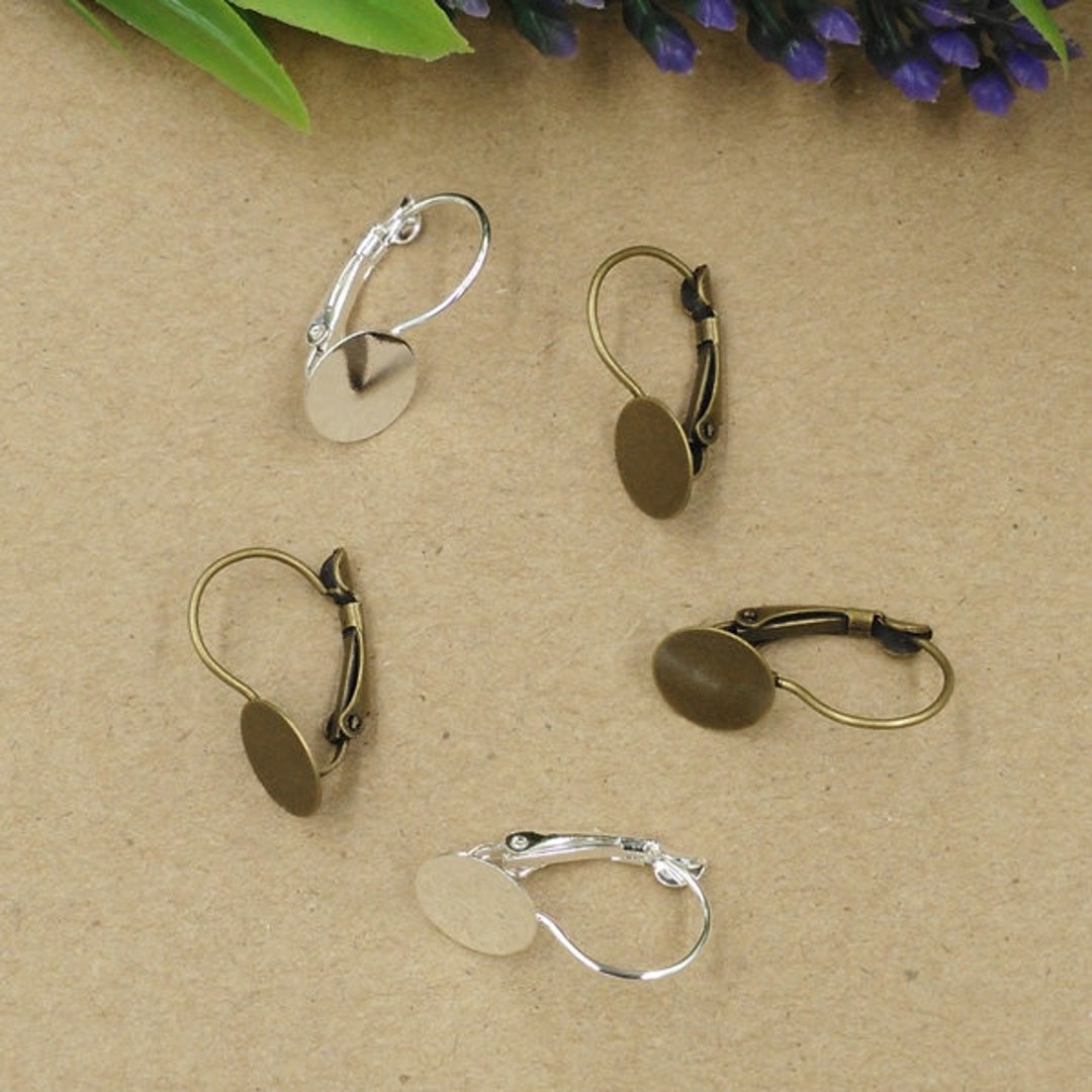 10mm Flat Round Bezel Earring Tray - Bezel French Earring Base ...