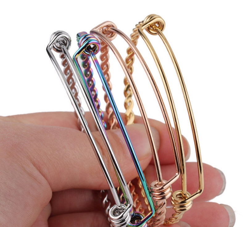 5pcs Stainless Steel Expandable Bangle Bracelet - Adjustable Bangle ...