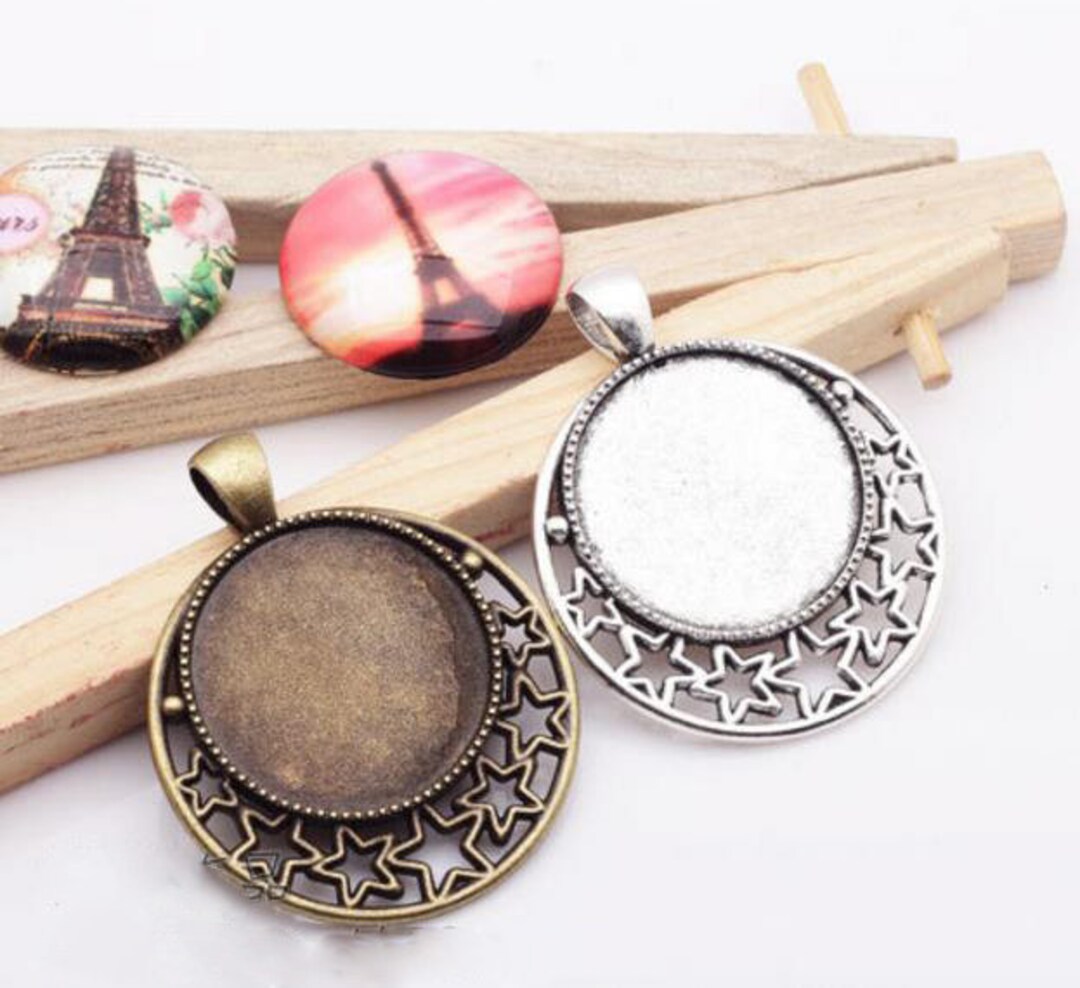 10pcs 25mm Cabochon Settings - Pendant Trays - Round Bezel Tray Blanks ...