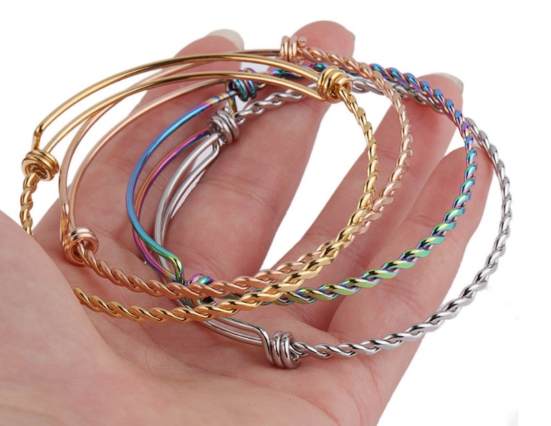 5pcs Stainless Steel Expandable Bangle Bracelet Adjustable | Etsy