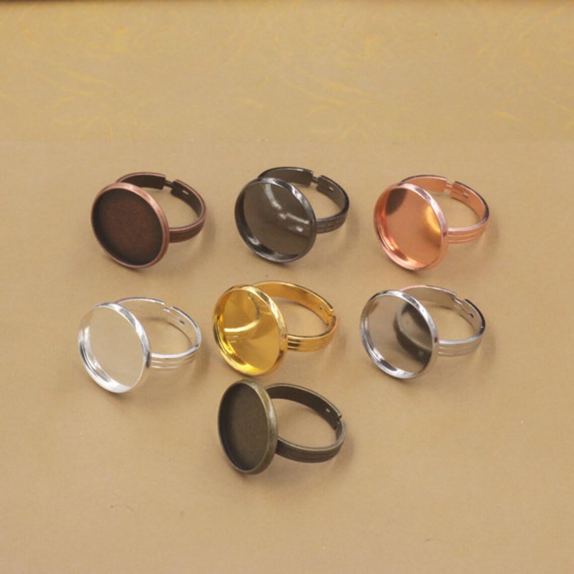 20pcs Adjustable Rings Bases Cabochon Settings Bezel Tray Vintage Ring ...