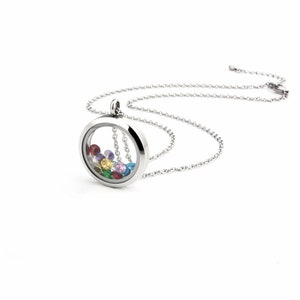 Floating Locket - Stainless Steel Glass Locket - Floating Glass Memory ...