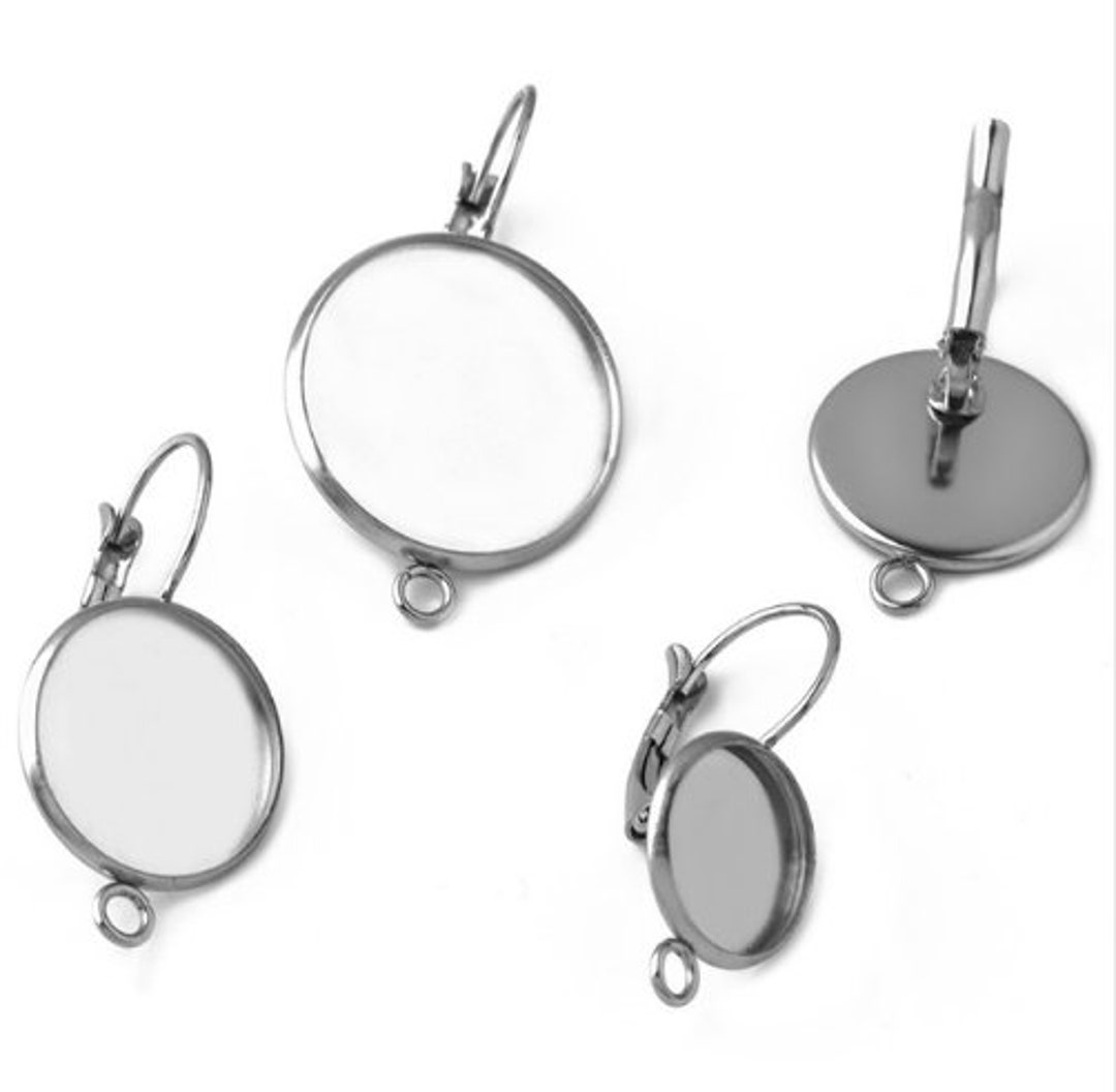 20pcs Bezel French Earring Bases Blanks Earring Bezel Blank Surgical ...
