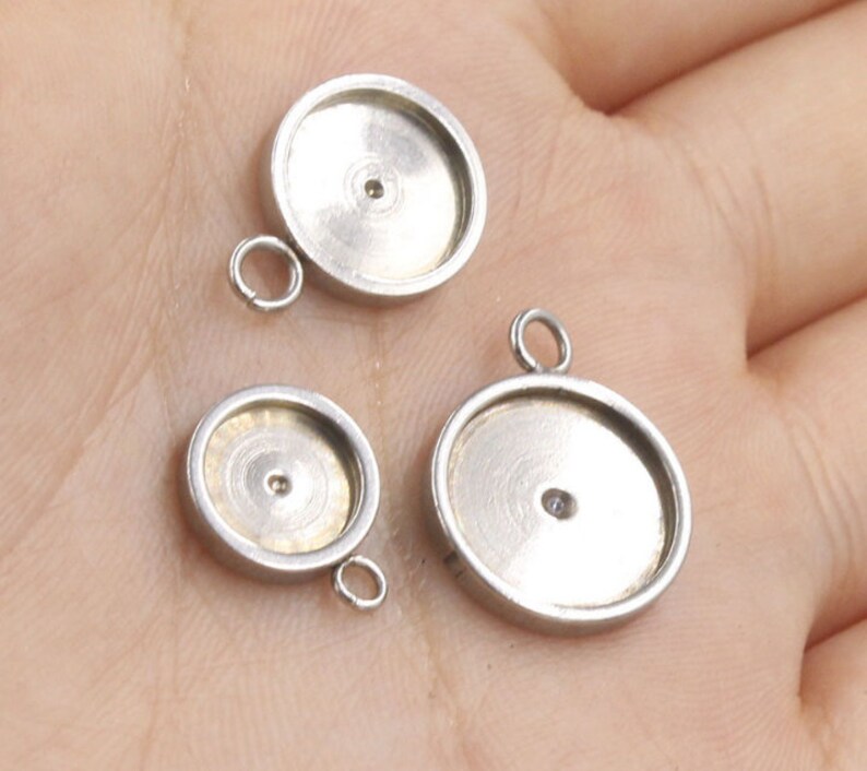 20pcs 6mm-12mm Stainless Steel Double Circle Round Pendant Blank ...