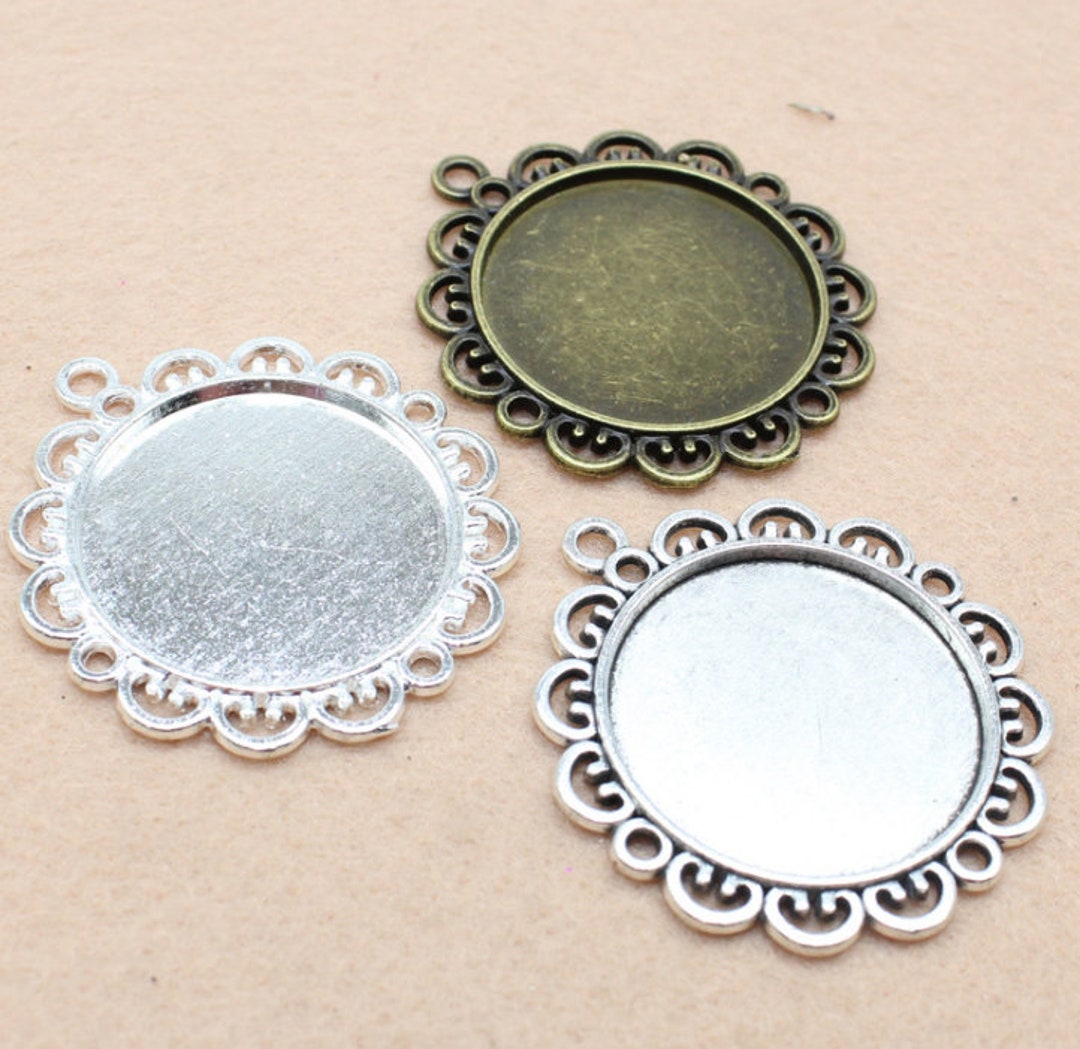 10pcs 30mm Cabochon Setting-pendant Blanks-30mm Round Pendant Trays ...