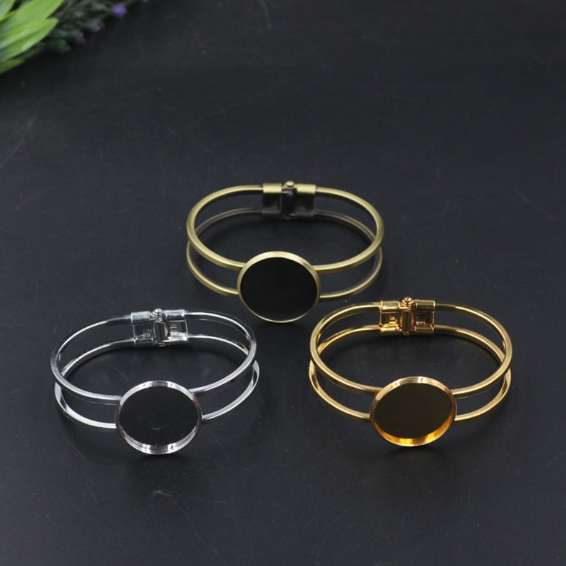 Bezel Bracelet Setting Bangle Blanks 20mm Round Silver Ant - Etsy