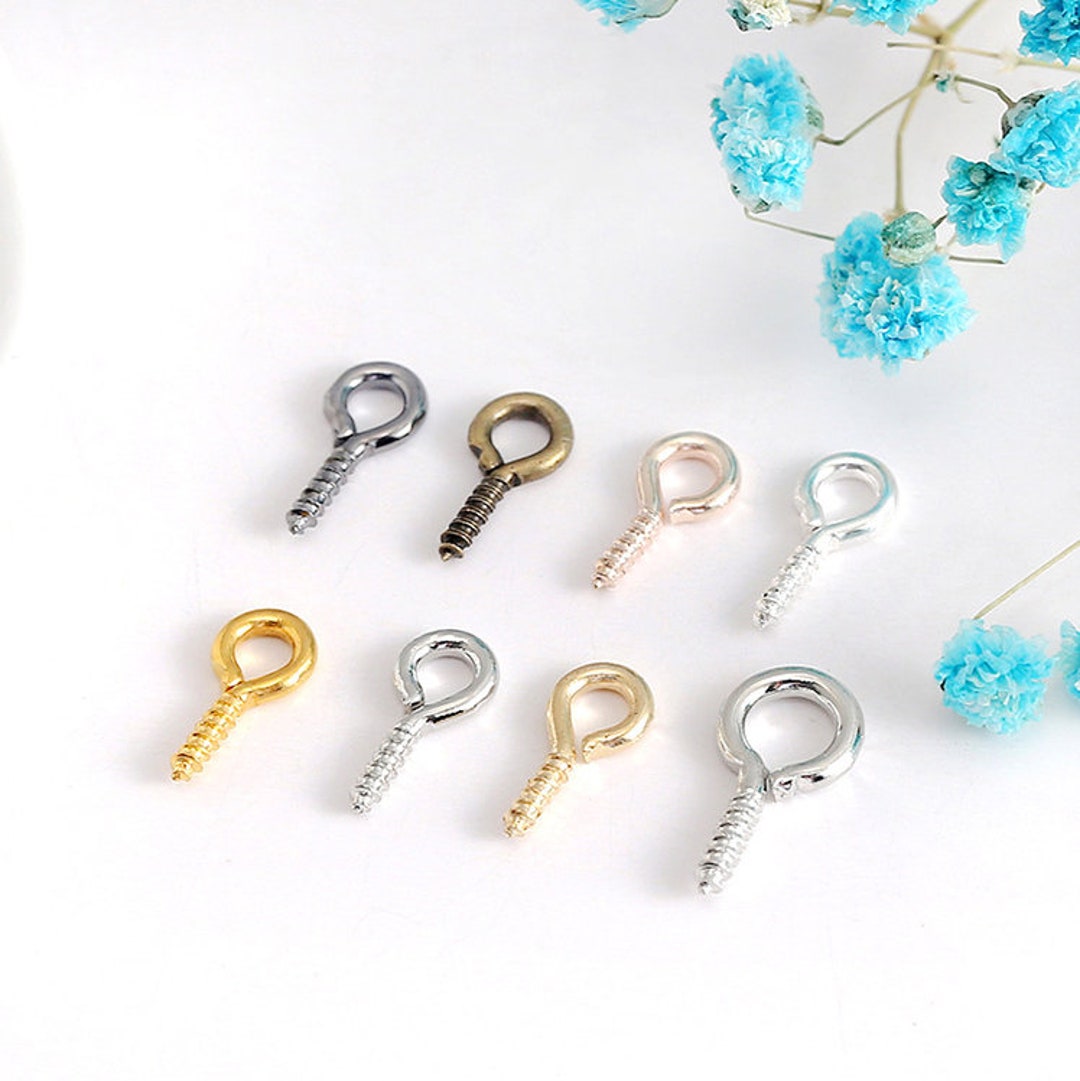 100pcs Screw Eye Pin Eye Pin Eyelets Screw Hooks Threaded Clasp ...