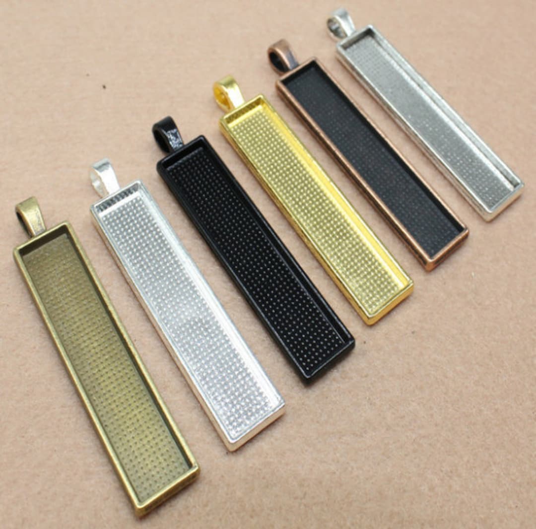 10x50mm Rectangle Pendant Blanks- Rectangle Cabochon Trays-pendant ...