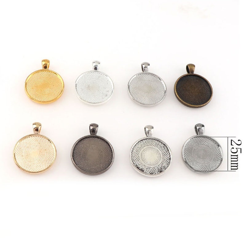 20pcs 25mm Double Round Cabochon Setting-1 Inch Blank Pendant - Etsy