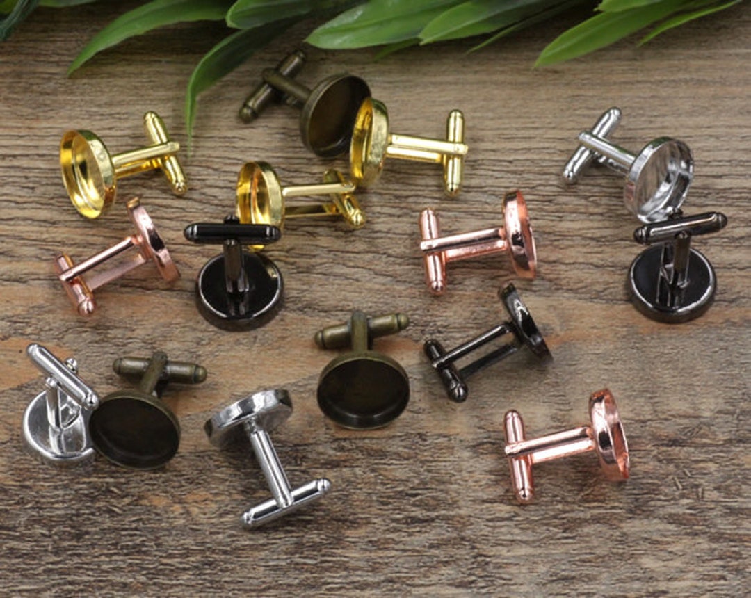 16mm French Cufflinks Blank - Deep Cufflink Base, Metal Cufflink Findings - Silver Cufflink ...