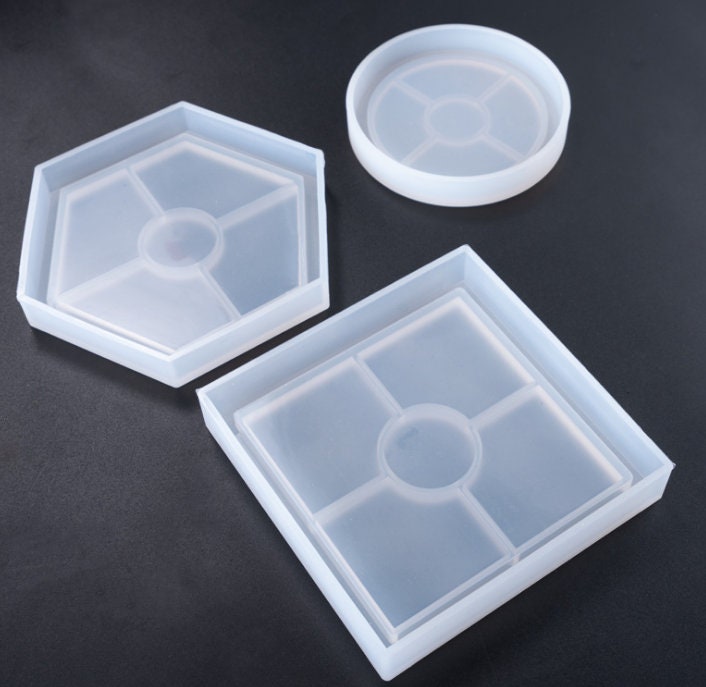 Diy silicone Epoxy mold Hexagon and round coaster silicone | Etsy