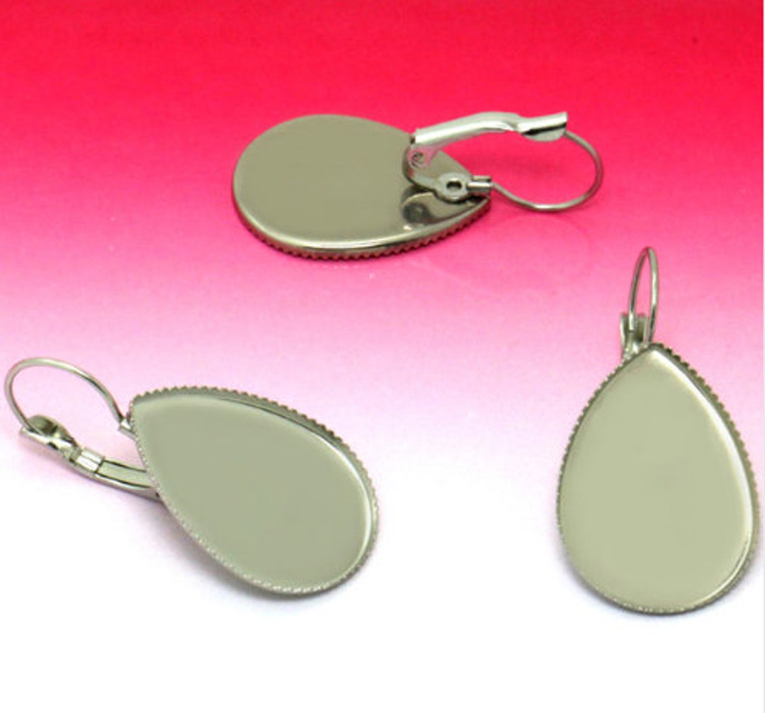 20pcs Bezel French Earring Blanks- Stainless Steel French Hook Earring ...