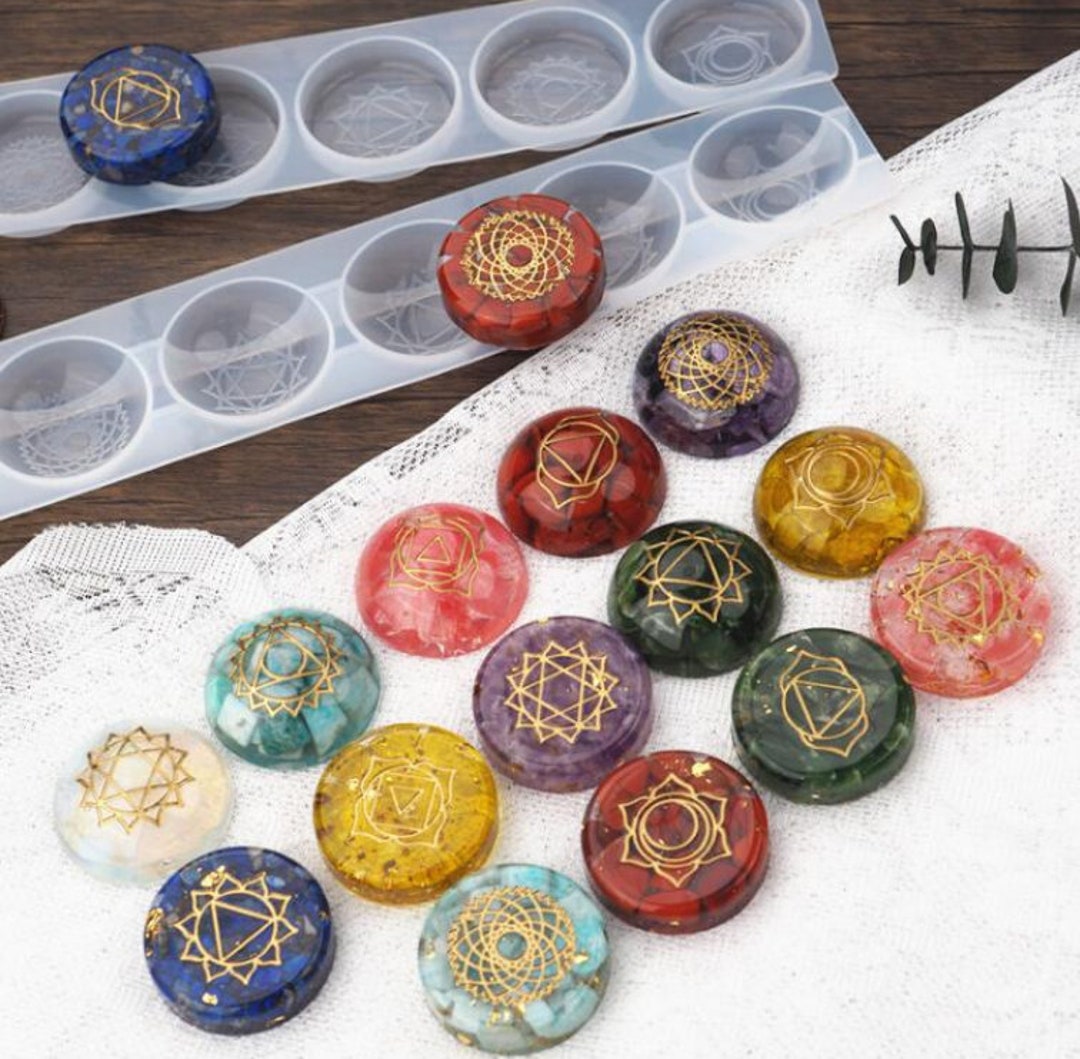 DIY Epoxy Resin 7 Chakra Semicircle Hemisphere Round Mirror Silicone ...