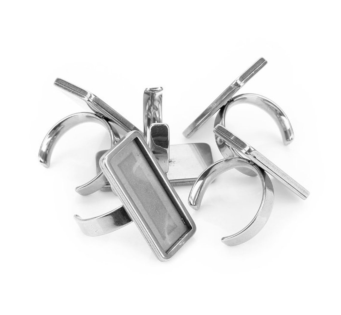 2pcs 10x25mm Stainless Steel Finger Ring, Adjustable Ring Blanks ...