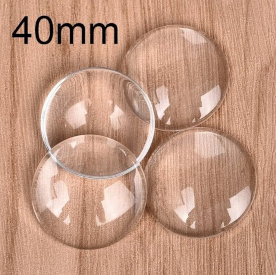 40mm Round Clear Glass - Pendant Glass Cabochon - Magnifying Glass ...