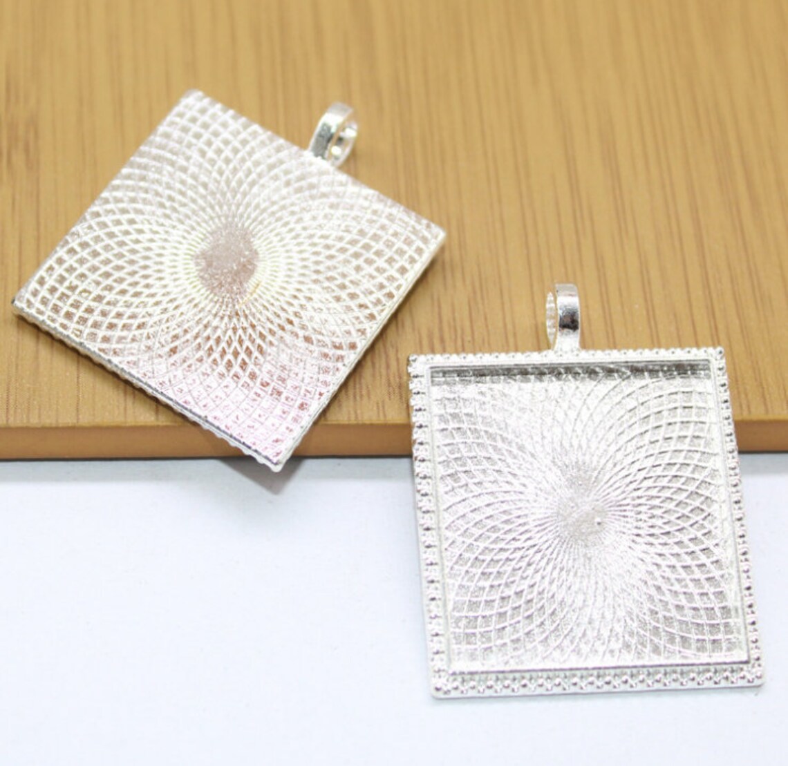 10pcs Square Cabochon Setting-blank Pendant Trays-cabochon Bezel Tray ...