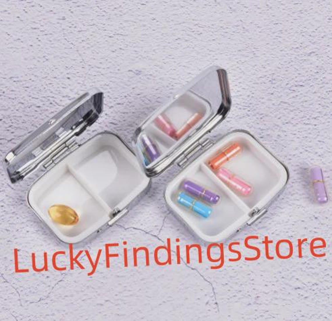 2days Rectangle Pill Box Frame - Blank Compartment Pill Box Container ...