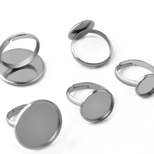 20pcs New Stainless Steel Finger Ring Adjustable Ring Blanks | Etsy