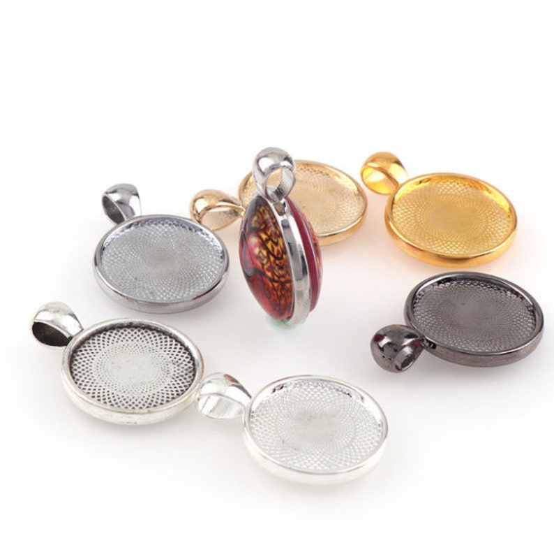 20pcs 20mm Cabochon Setting-Pendant Blanks-20mm Double Round | Etsy