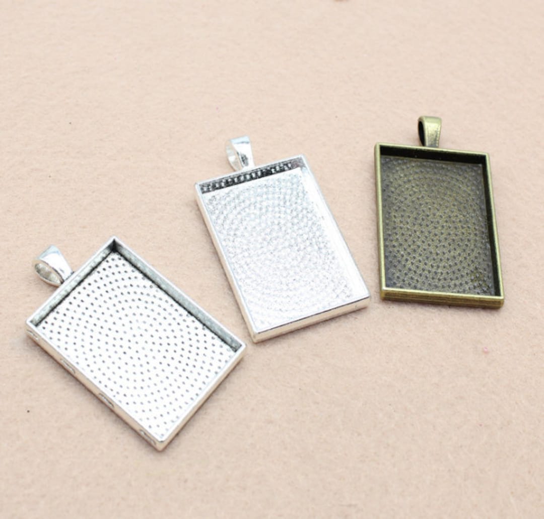 25x35mm Rectangle Cabochon Setting - Pendant Trays Blank - Rectangle ...