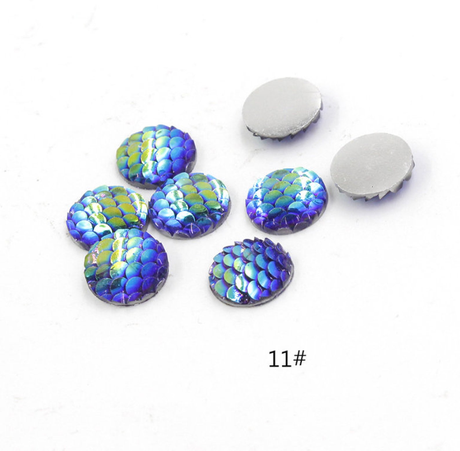 6/8/10/12/14/16/18/20mm Round Fish Scales Smooth AB Plated Diamonds ...