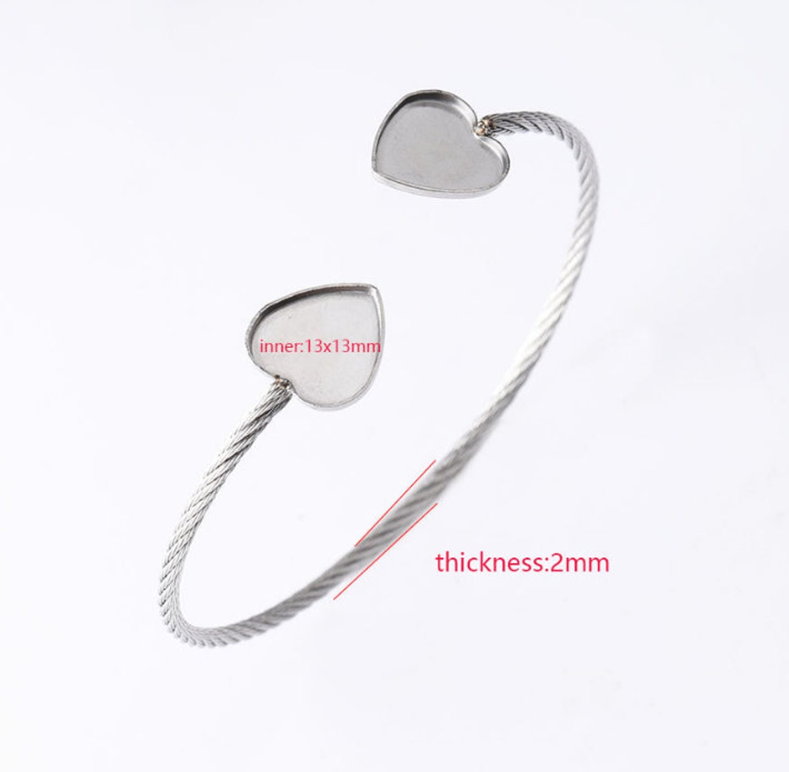 Stanless Steel Round/heart Bangle Bracelets DIY 12mm Cuff - Etsy