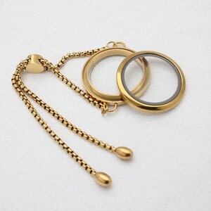 Stainless Steel Glass Locket Bracelet 20mm 25mm 30mm Gold Color Living ...