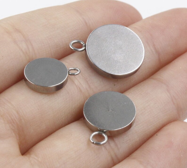 20pcs 6mm-12mm Stainless Steel Double Circle Round Pendant Blank ...
