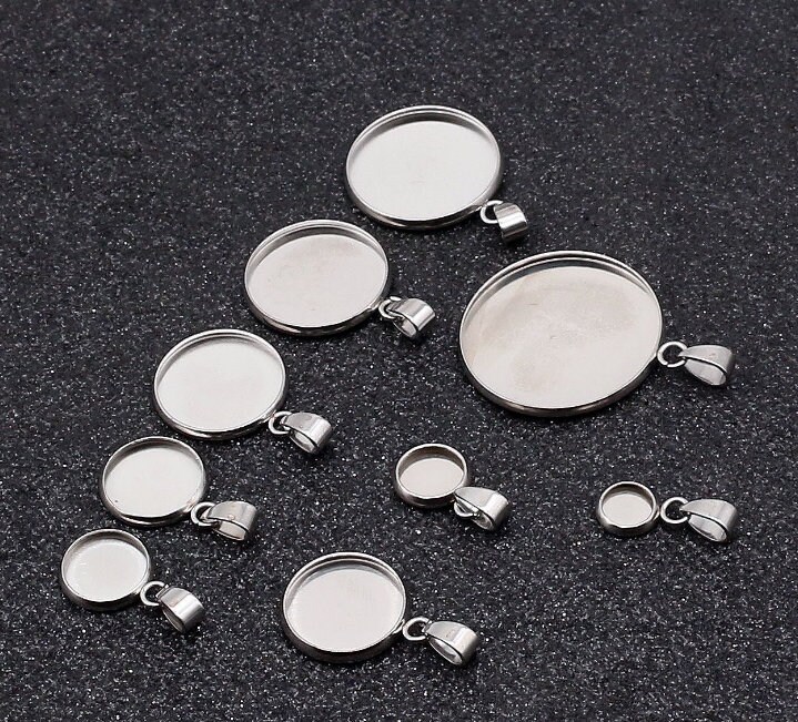 20pcs Stainless Steel Round Bezel Pendant Bezel Pendant - Etsy