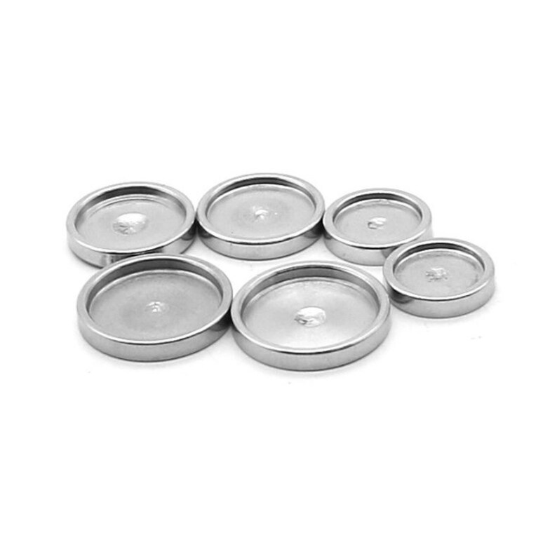 20pcs Bezel Setting - Thick Stainless Steel Bezels - Round Bezel Charms ...
