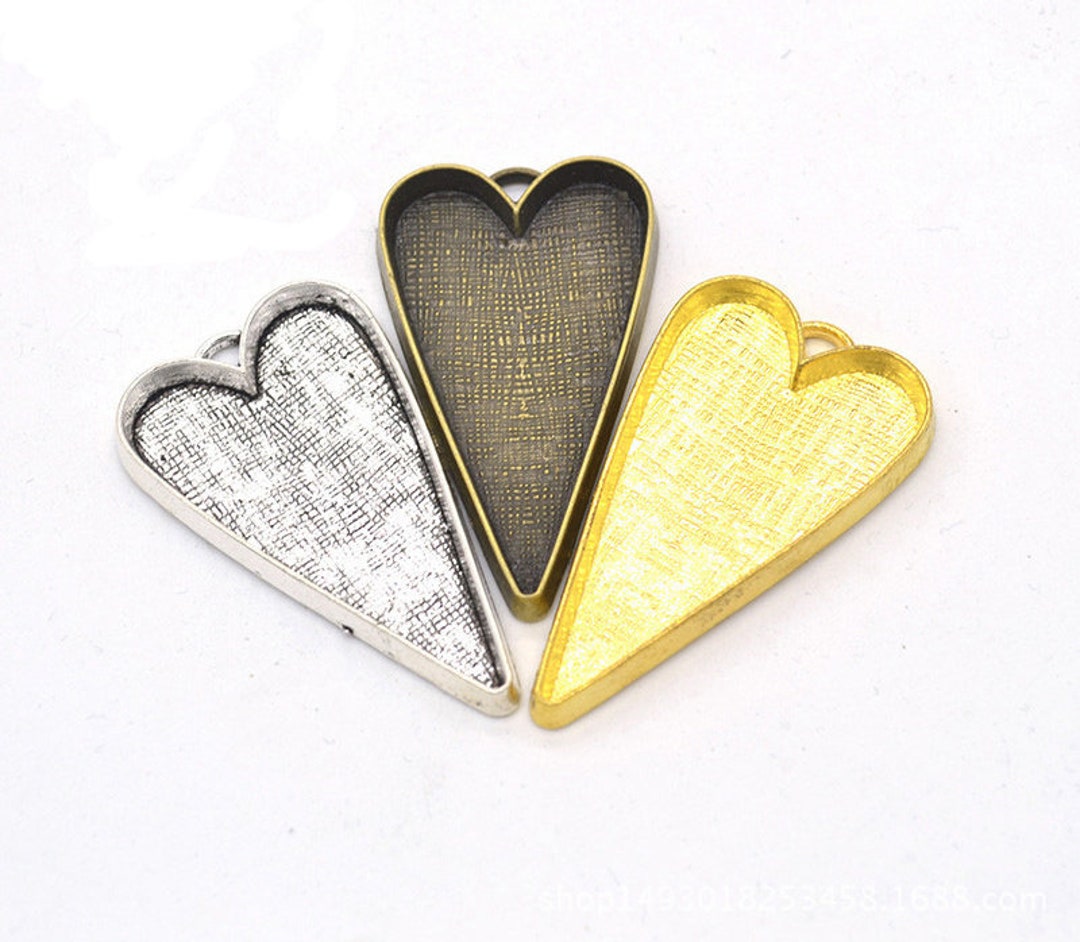 Heart Pendant Trays Blank - Bezels Settings - Blank Pendant Bases ...
