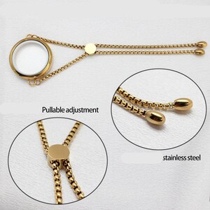 Stainless Steel Glass Locket Bracelet 20mm 25mm 30mm Gold Color Living ...
