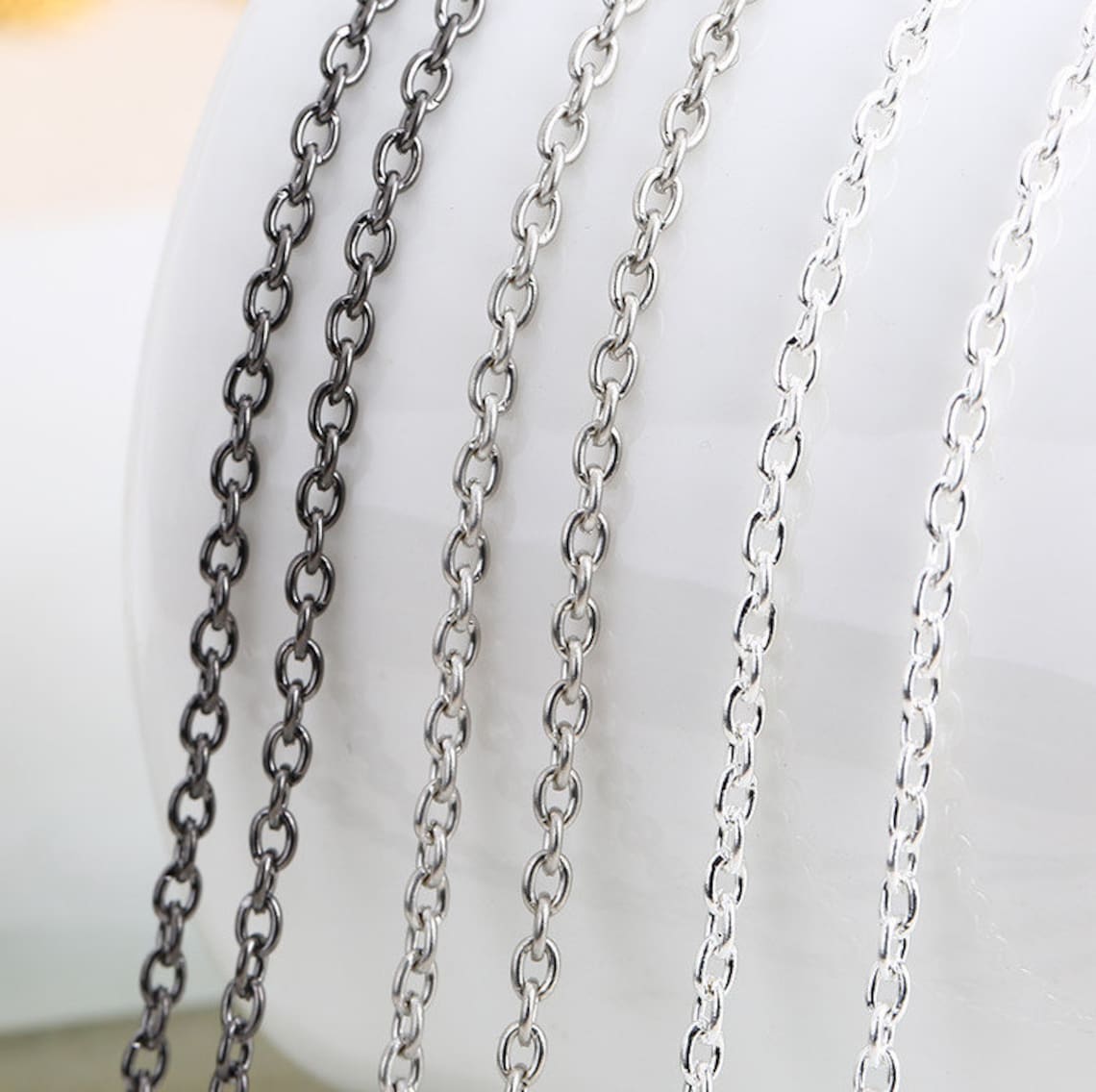50pcs 3mm Thick Vintage Oval Chain Necklace With Lobster Clasp - Etsy
