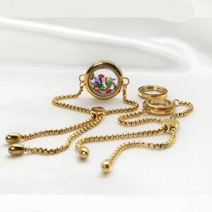 Stainless Steel Glass Locket Bracelet 20mm 25mm 30mm Gold Color Living ...