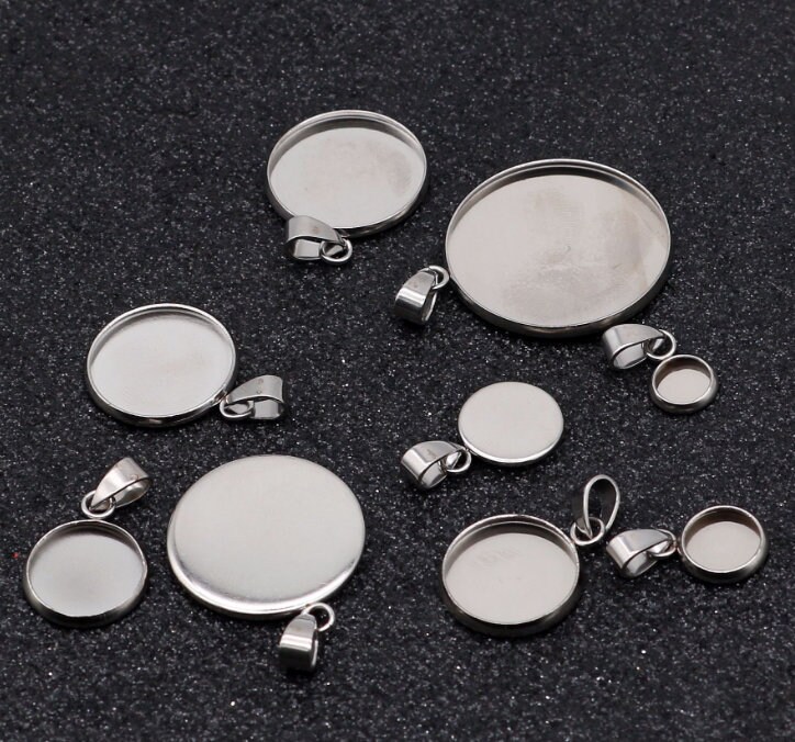 20pcs Stainless Steel Round Bezel Pendant Bezel Pendant - Etsy