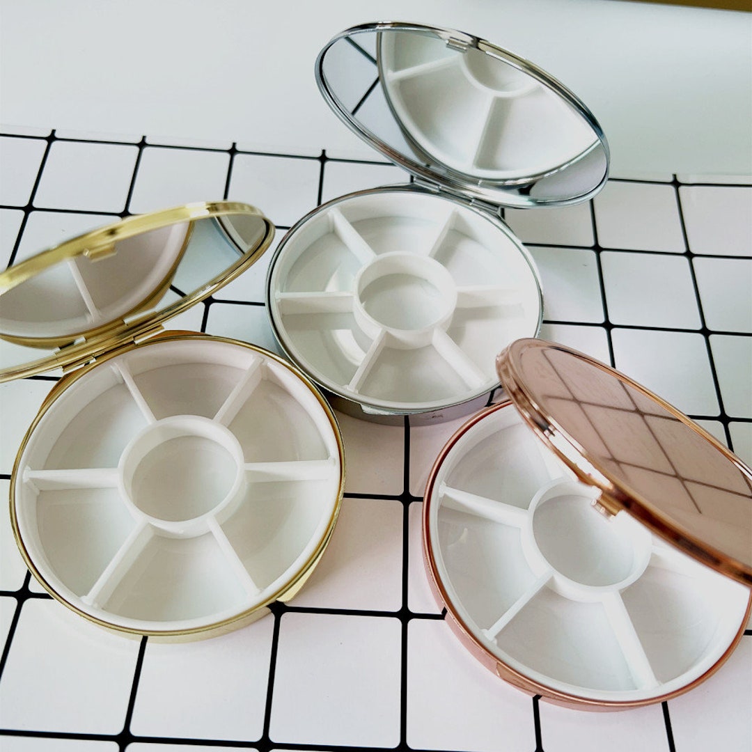 7days Blank Compartment Pill Box, Round Pill Box,container-blank Pill ...
