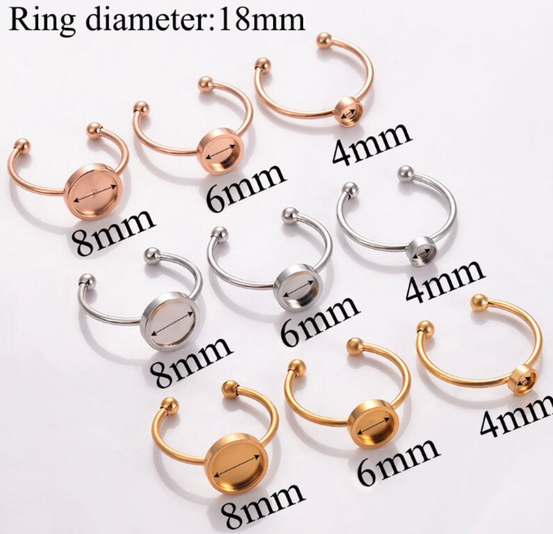 10pcs New Stainless Steel Finger Ring Adjustable Ring Blanks - Etsy