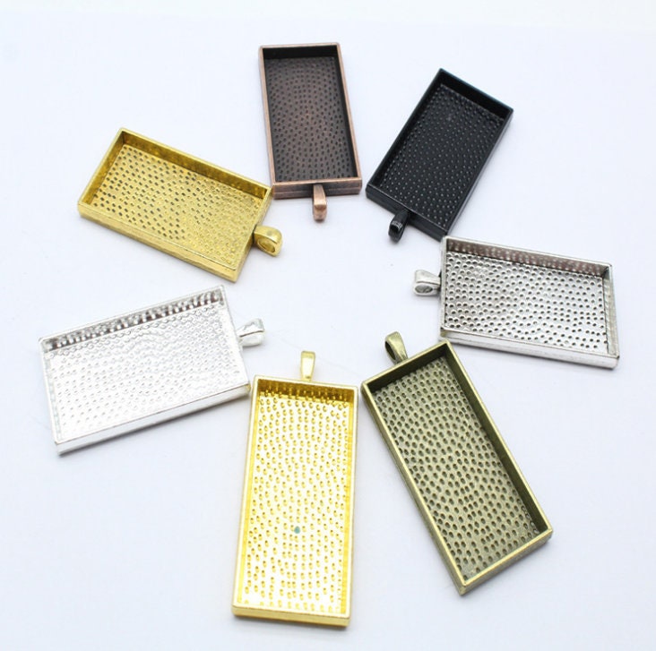 10pcs Pendant Blanks-rectangle Pendant Trays-24x48mm Rectangle Pendant ...