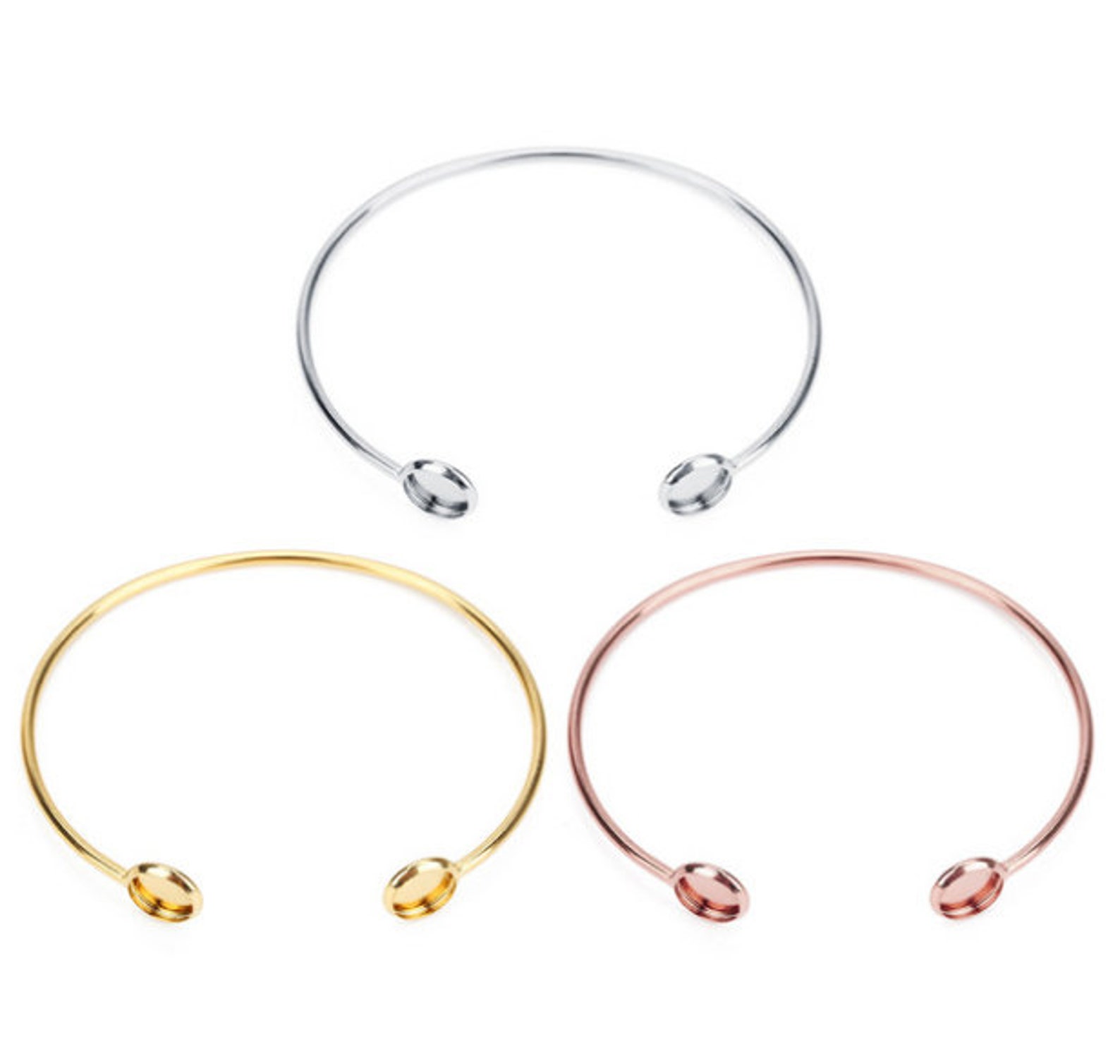 Stanless Steel Bangle Bracelets - DIY 8mm Cuff Bracelet Blank - Bezel ...