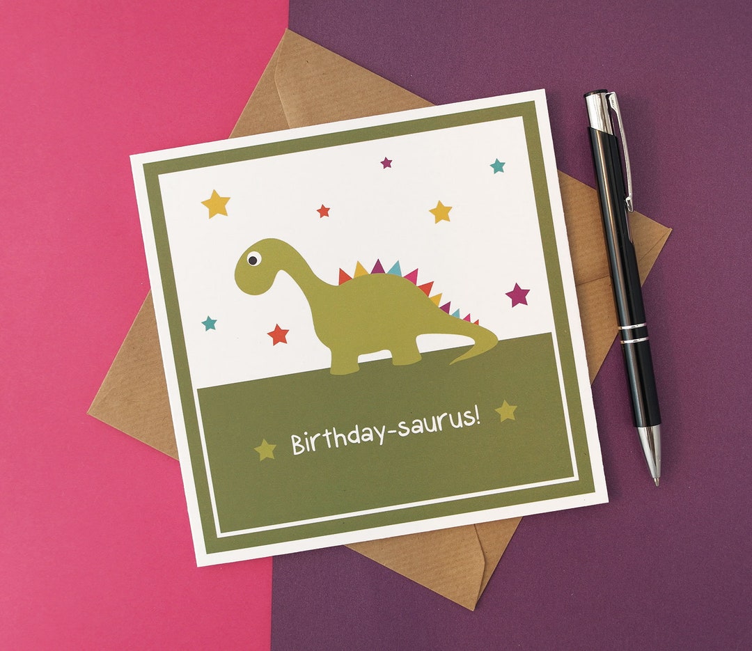 Birthday-saurus Rainbow Dinosaur Unisex Birthday Eco-friendly Card - Etsy