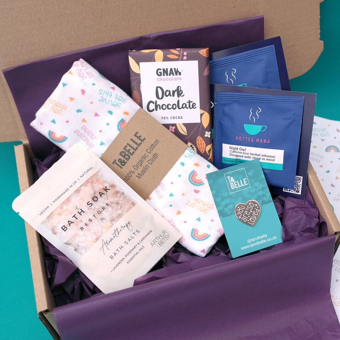 Mama Gift Box With New Mum Essentials - Choice of Enamel Pin Badge and ...