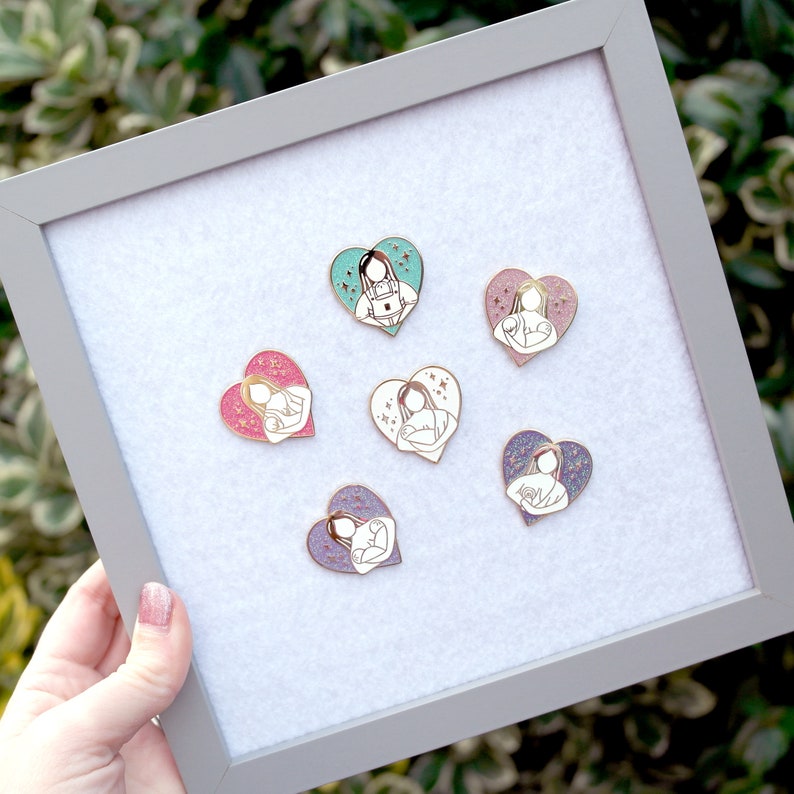 Grey Enamel Pin Badge Display Frame - Felt and Cork Pin Board Storage ...