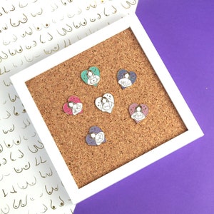 Grey Enamel Pin Badge Display Frame - Felt and Cork Pin Board Storage ...